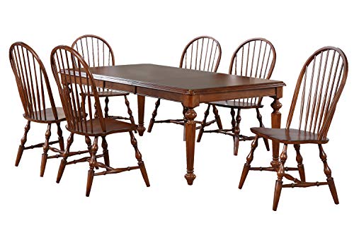 Sunset Trading 7 Piece Andrews Butterfly Leaf Dining Set, Chestnut