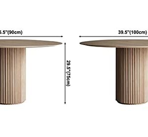 NIUYAO Round Solid Wood Dining Table Black, 35.5" W Circular Tabletop for Dining Room Kitchen Leisure Coffee Table