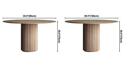 NIUYAO Round Solid Wood Dining Table Black, 35.5" W Circular Tabletop for Dining Room Kitchen Leisure Coffee Table