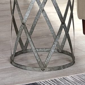 FirsTime & Co.® Westbrook Farmhouse Cottage Galvanized Table, American Crafted, Weathered Brown, 13.5 x 13.5 x 20 ,