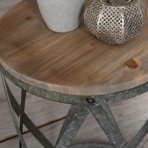 FirsTime & Co.® Westbrook Farmhouse Cottage Galvanized Table, American Crafted, Weathered Brown, 13.5 x 13.5 x 20 ,