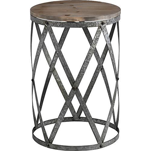 FirsTime & Co.® Westbrook Farmhouse Cottage Galvanized Table, American Crafted, Weathered Brown, 13.5 x 13.5 x 20 ,