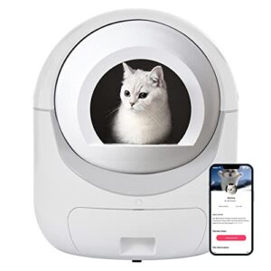 automatic cat litter box,litter robot,self cleaning cat litter box with remote app control,odor removal, health report,disassembly for multiple cats family,lukphylia