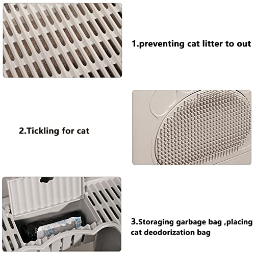 PandaFairy Foldable Cat Litter Box,Extra Large top Entry with lids,Easy to Clean Litter Plant,Smell Proof Anti-Splashing,XL Closed Litter Box(Gray)