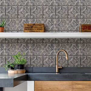 InHome NH3922 Camden Antique SSilver Faux Tin Peel & Stick Backsplash Tiles, Metallic