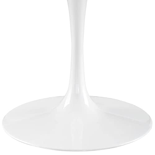 Modway Lippa 60" Mid-Century Modern Dining Table with Round Top and Pedestal Base in White