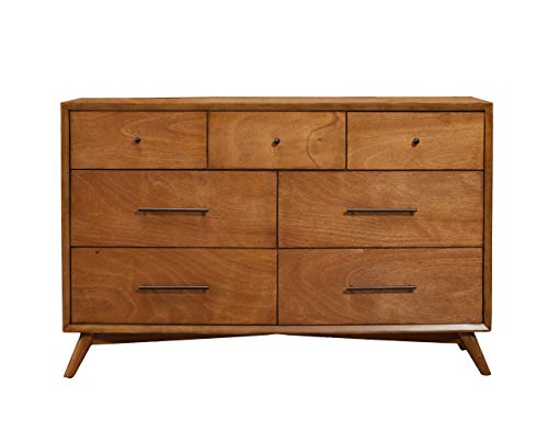 Alpine Furniture Flynn Mid Century Modern 7 Drawer Dresser, 56" W x 19" D x 36.5" H, Acorn