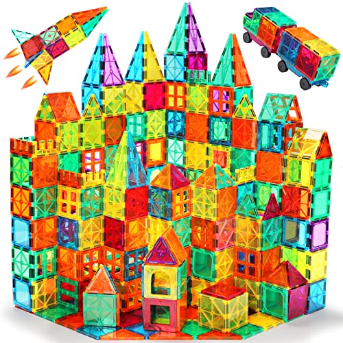 Anbalulu Magnetic Tiles, Magnetic Blocks for Kids, Magnet Building Set, Stacking Blocks, Preschool Stem Construction Building Set 100 Pcs