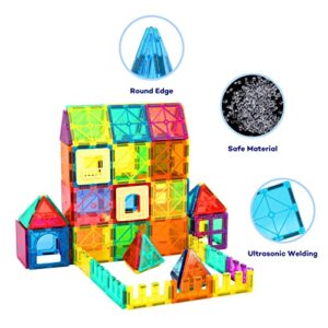 Anbalulu Magnetic Tiles, Magnetic Blocks for Kids, Magnet Building Set, Stacking Blocks, Preschool Stem Construction Building Set 100 Pcs