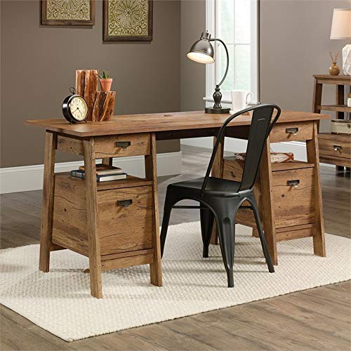 Sauder Trestle Executive Trestle Desk, Vintage Oak finish