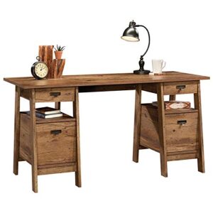 Sauder Trestle Executive Trestle Desk, Vintage Oak finish