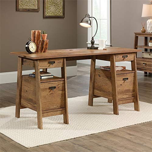 Sauder Trestle Executive Trestle Desk, Vintage Oak finish