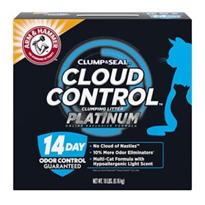 arm & hammer cloud control platinum multi-cat clumping cat litter with hypoallergenic light scent, 14 days of odor control, 18 lbs