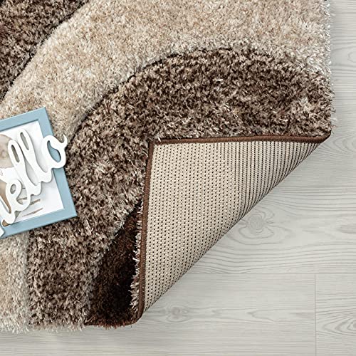 LUXE WEAVERS Rug - Lantanas 7070 Modern Shag Geometric Stain-Resistant Area Rug, Brown/Size 5x7