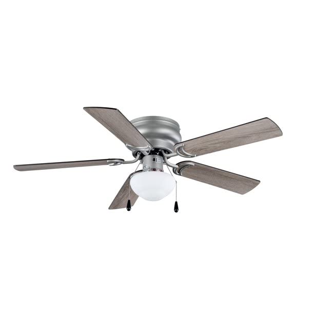 MAINSTAY Mainstays 44'' Hugger Indoor Ceiling Fan with Single Light, Satin Nickel, 5 Blades, 3 Speed LED, Reverse Airflow