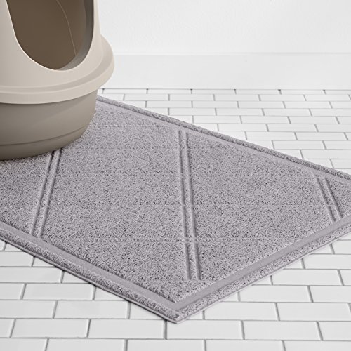 Amazon Basics Less-Mess Cat Litter Box Mat, 24 x 35 Inches, Grey