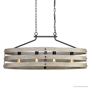 Urban Ambiance Luxury Modern Farmhouse Chandelier, Large Size: 17" H x 38.5" W, with Rustic Style Elements, Charcoal Finish, UHP2476 from The Adelaide Collection