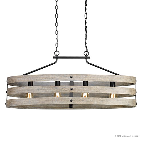 Urban Ambiance Luxury Modern Farmhouse Chandelier, Large Size: 17" H x 38.5" W, with Rustic Style Elements, Charcoal Finish, UHP2476 from The Adelaide Collection