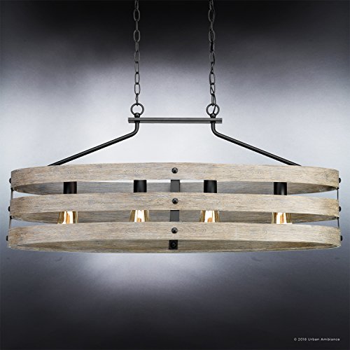 Urban Ambiance Luxury Modern Farmhouse Chandelier, Large Size: 17" H x 38.5" W, with Rustic Style Elements, Charcoal Finish, UHP2476 from The Adelaide Collection