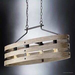 Urban Ambiance Luxury Modern Farmhouse Chandelier, Large Size: 17" H x 38.5" W, with Rustic Style Elements, Charcoal Finish, UHP2476 from The Adelaide Collection