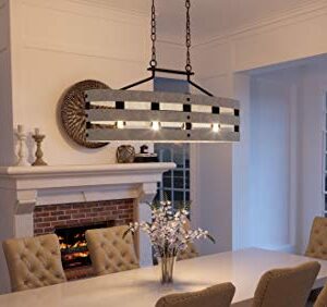 Urban Ambiance Luxury Modern Farmhouse Chandelier, Large Size: 17" H x 38.5" W, with Rustic Style Elements, Charcoal Finish, UHP2476 from The Adelaide Collection