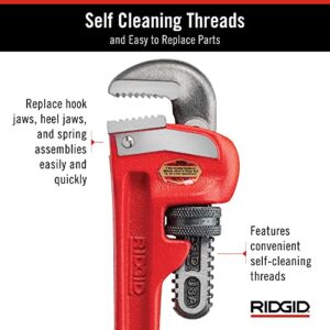 RIDGID 31005 Model 8 Heavy-Duty Straight Pipe Wrench, 8-inch Plumbing Wrench