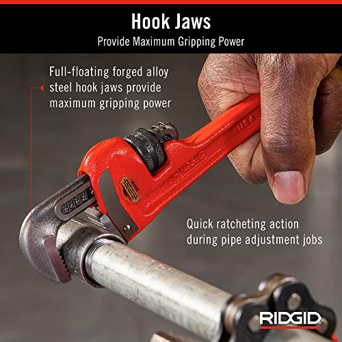 RIDGID 31005 Model 8 Heavy-Duty Straight Pipe Wrench, 8-inch Plumbing Wrench