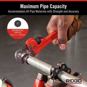 RIDGID 31005 Model 8 Heavy-Duty Straight Pipe Wrench, 8-inch Plumbing Wrench