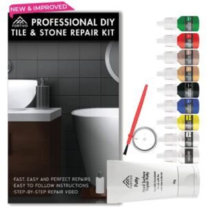 tile repair kit stone repair kit – porcelain repair kit, marble repair kit, tub and tile refinishing kit, crack chip ceramic floor, shower tile gap filler & bathtub repair kit, granite filler repair