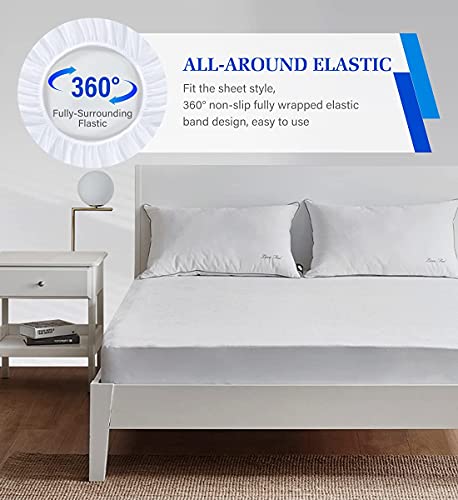 Queen Mattress Protector Noiseless,Mattressprotector Queen,Waterproof Mattress Cover Soft Breathable Cotton Terry for Pets Kids Adults 60" x 80"