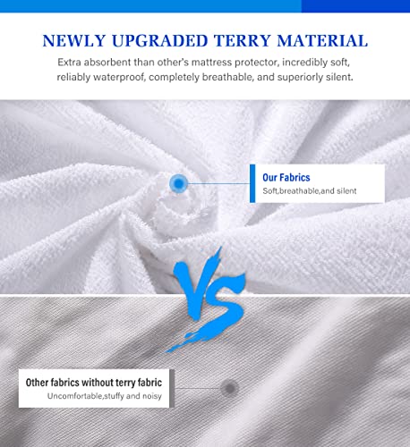 Queen Mattress Protector Noiseless,Mattressprotector Queen,Waterproof Mattress Cover Soft Breathable Cotton Terry for Pets Kids Adults 60" x 80"