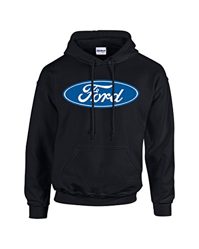 Ford Oval Hooded Sweatshirt Ford Logo Design Hoodie Motor Company Car Enthusiast Pullover Hood Classic Retro-Black-Small