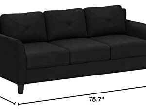 Lifestyle Solutions HRFKS3BK Grayson Sofa, 78.7" W x 31.5" D x 32.7" H, Black