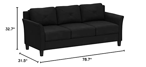 Lifestyle Solutions HRFKS3BK Grayson Sofa, 78.7" W x 31.5" D x 32.7" H, Black