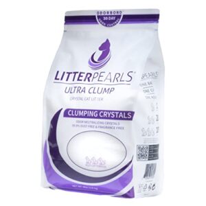 litter pearls ultra clump unscented crystal clumping cat litter 8lb,white and clear crystals,10580