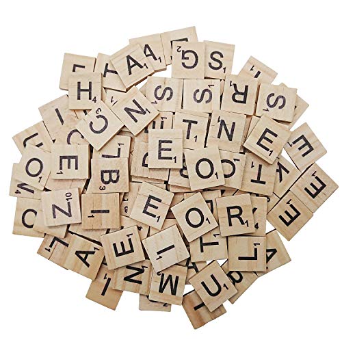 300PCS Wooden Scrabble Tiles, Scrabble Letters for Crafts, Making Alphabet Coasters and Scrabble Crossword Game.