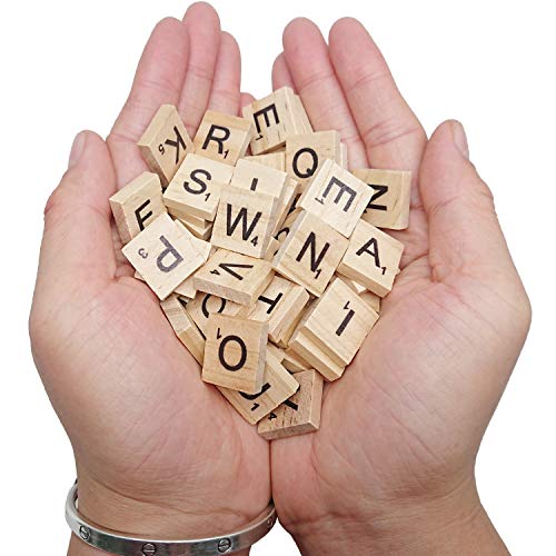 300PCS Wooden Scrabble Tiles, Scrabble Letters for Crafts, Making Alphabet Coasters and Scrabble Crossword Game.