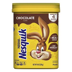 nesquik chocolate flavor powder drink mix canister, chocolate, 10 ounce