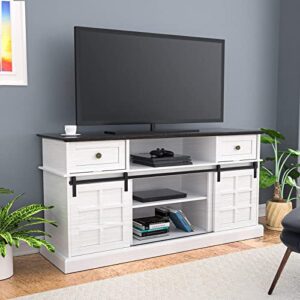 lghm entertainment center, white tv stand for 65 inch tv, 58″ farmhouse tv stand with sliding barn door, tall tv console and ideal media storage with flip drawers for living room