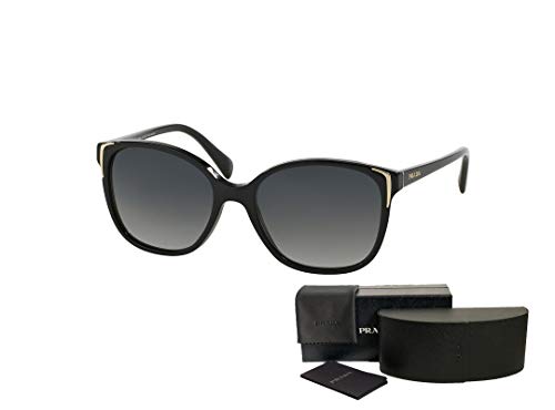 Prada PR01OS CONCEPTUAL 1AB5W1 55M Black/Grey Gradient Polarized Square Sunglasses For Women+ BUNDLE With Designer iWear Complimentary Eyewear Kit