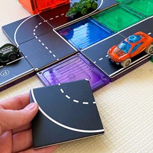 Learn & Grow Road Toppers, Magnetic Tile Accessory, Magnet Building Set Road Pack Add on 40PCS - STEM Building Toy & Learning Educational Magnet Construction Toddler