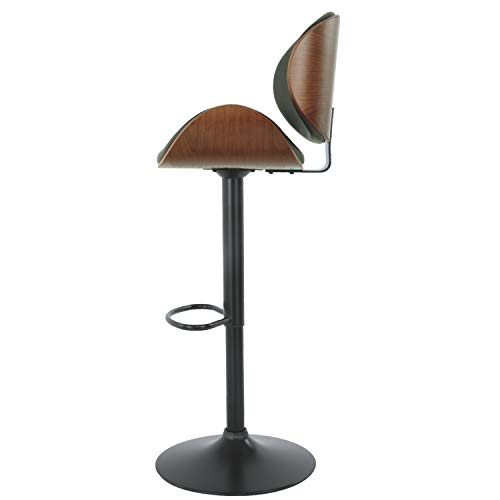 Signature Design by Ashley Bellatier Mid-Century Modern 34" Adjustable Height Curved Bar Stool, Brown & Black