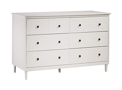 Walker Edison Wood Dresser Bedroom Storage Drawer Organizer Closet Hallway, 6 Drawer, White