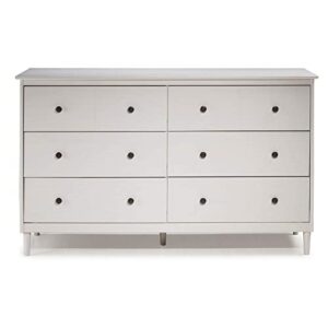 Walker Edison Wood Dresser Bedroom Storage Drawer Organizer Closet Hallway, 6 Drawer, White