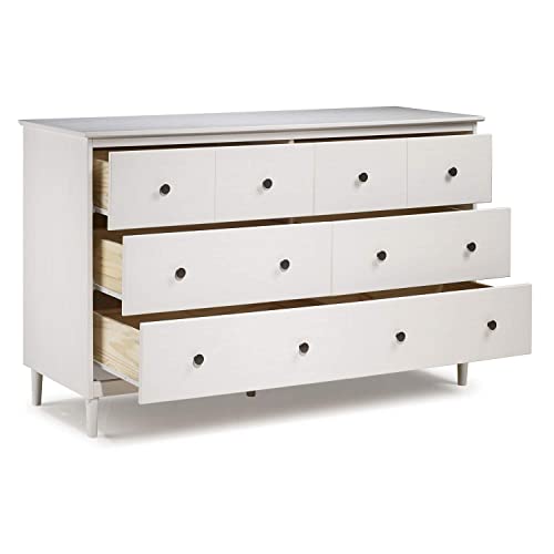 Walker Edison Wood Dresser Bedroom Storage Drawer Organizer Closet Hallway, 6 Drawer, White