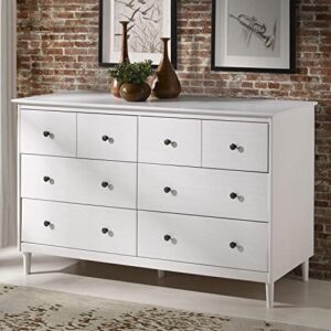 Walker Edison Wood Dresser Bedroom Storage Drawer Organizer Closet Hallway, 6 Drawer, White