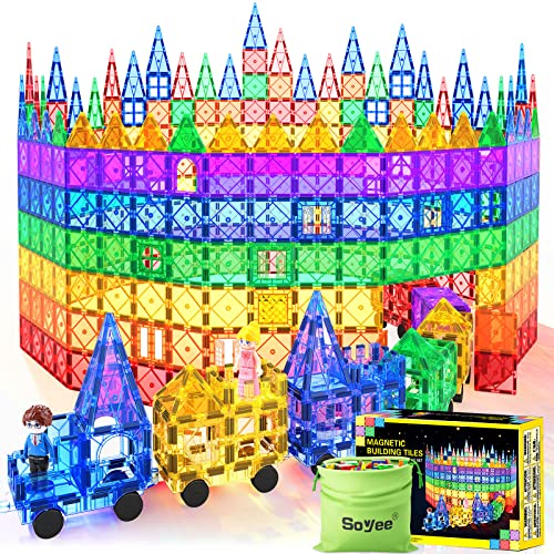 Magnetic Tiles with Cars, Kids Gifts & Toys for 3 Year Old Boys, Educational Toys for Toddlers Kids Age 3-5 4-8, Building Toys Inspire Kids Interest in STEM Learning