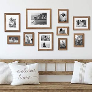 Kate and Laurel Bordeaux Gallery Wall Frame Kit, Set of 10 with Assorted Size Frames in Natural Rustic Finish