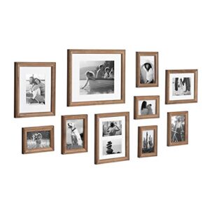 Kate and Laurel Bordeaux Gallery Wall Frame Kit, Set of 10 with Assorted Size Frames in Natural Rustic Finish