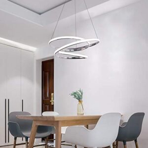 chying modern pendant light with irregular ring lights 40w led adjustable chandelier 39.4 inch ceiling light fixture for dining room bedroom living room 39.4in chrome